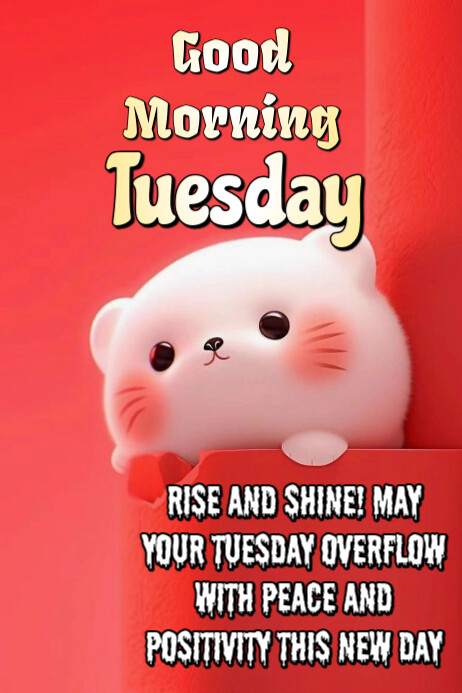 Red Illustrative Tuesday Card Poster Template | PosterMyWall