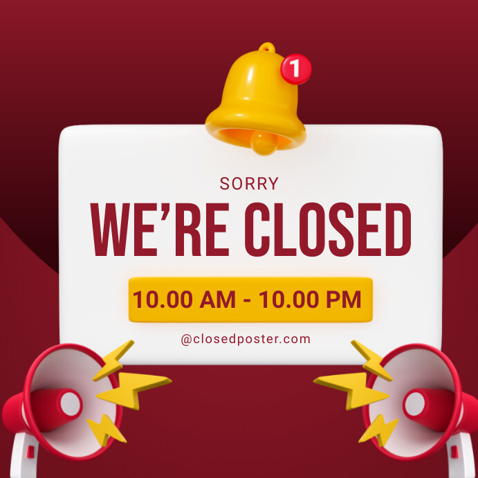 Red Illustrative We're Closed Instagram Post Template | PosterMyWall