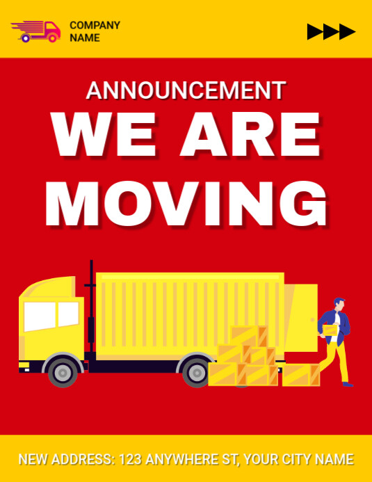 Red Illustrative We Are Moving Flyer (us Letter) Template | PosterMyWall
