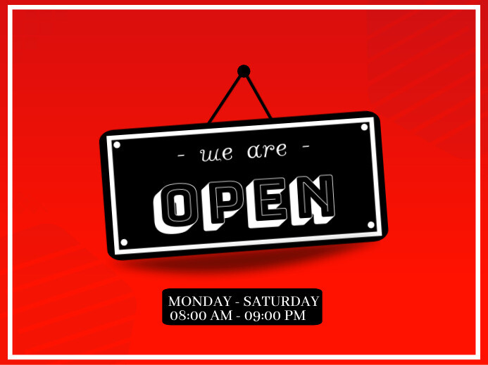 Red Illustrative We Are Open Yard Sign Template | PosterMyWall