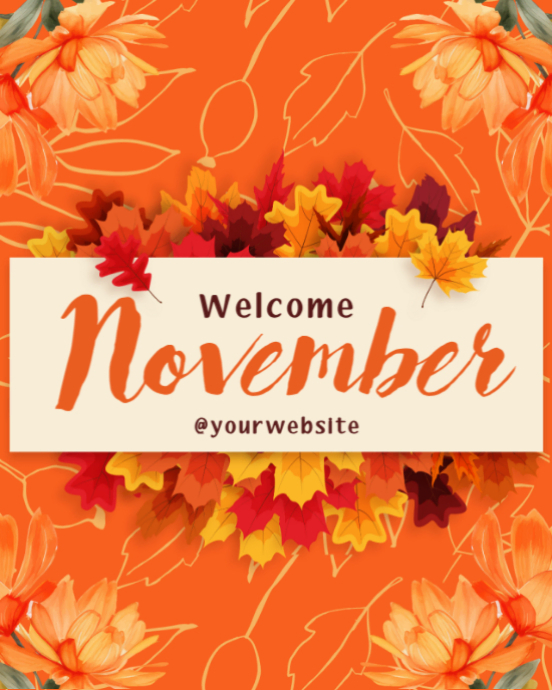 Red Illustrative Welcome November Instagram Portrait Template ...