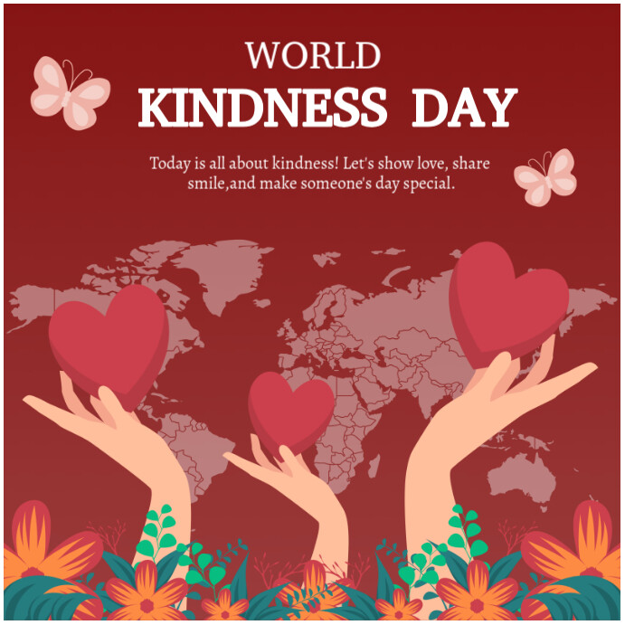 Red Illustrative World Kindness Day Instagram Post Template | PosterMyWall