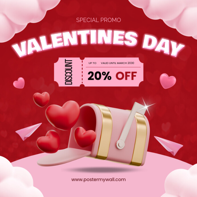 Red Ilustratif Special Promo Valentines Day Pos Instagram Template ...