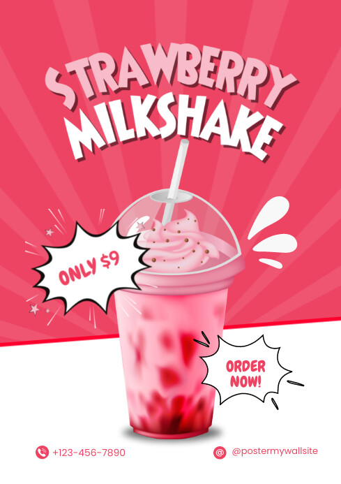 Copy of Red Ilustratif Strawberry Milkshake A4 | PosterMyWall