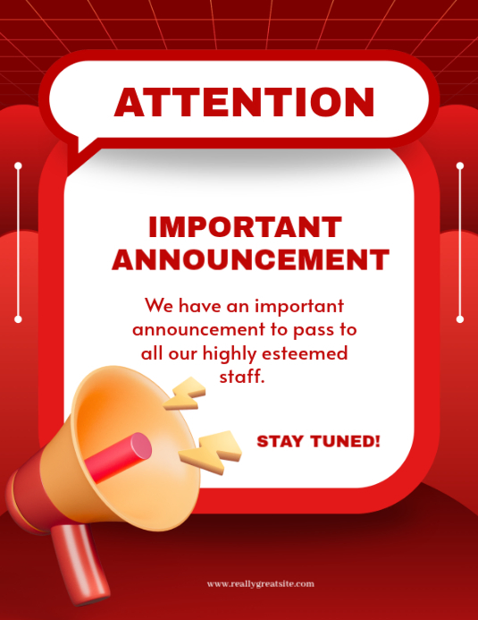 Red Important Announcement Flyer (us Letter) Template | PosterMyWall