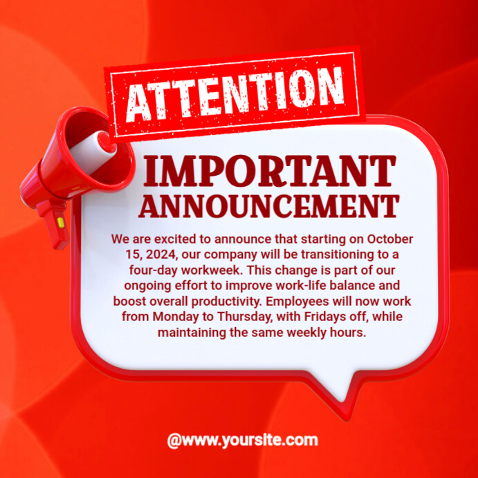 Copy of Red Important Announcement Instagram Post | PosterMyWall