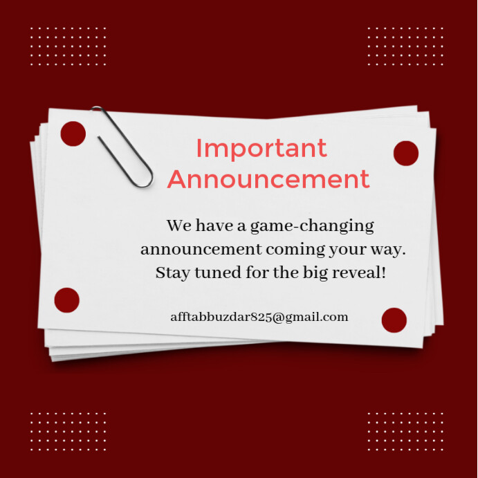 Red Important Announcement Posters Instagram Post Template | PosterMyWall