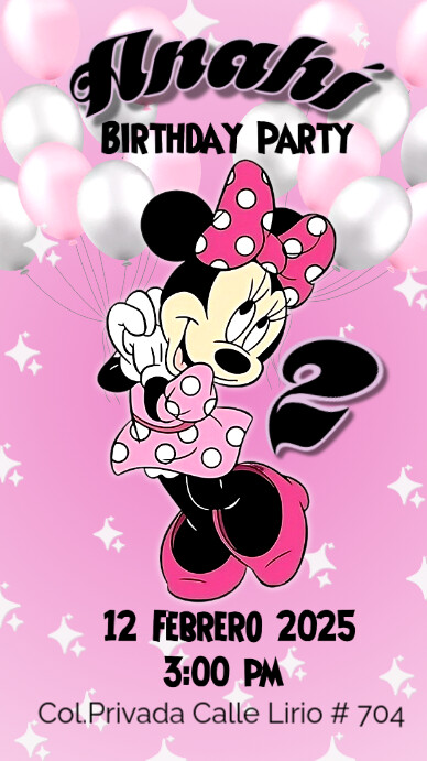 Copy of Red Invitación Minie Mouse Rosa Digital Display (9:16 ...