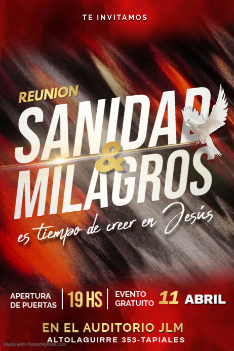 Red Invitacion Sanidad Y Milagros Poster Template | PosterMyWall