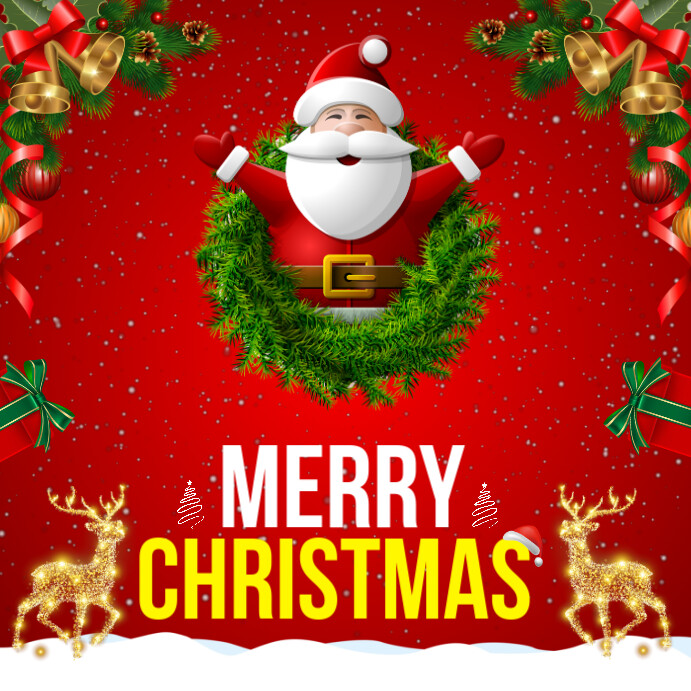 Red Joyful & Professional Christmas Post Template | PosterMyWall