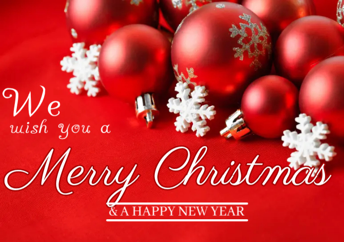 Red Joyful ‘ We wish you a merry Christmas’ card template | PosterMyWall
