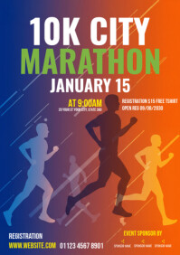 Blue Joyful 10k Marathon Flyer, A4 Template | PosterMyWall