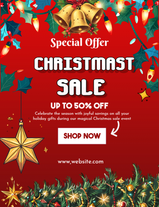 Red Joyful A Christmast Joy Flyer (us Letter) Template | PosterMyWall