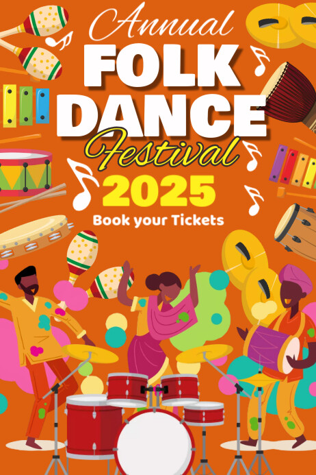 Red Joyful Annual Folk Dance Festival Poster Template | PosterMyWall