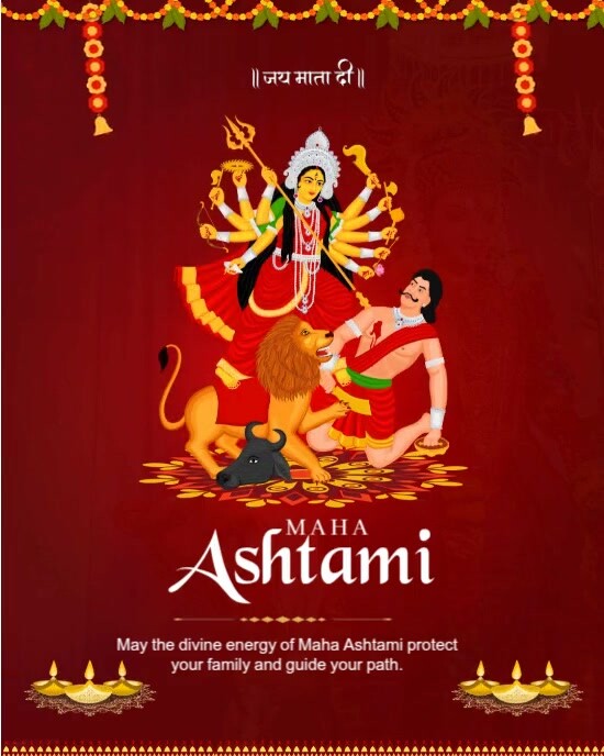 Copy of Red Joyful Ashtami Day Instagram Portrait | PosterMyWall