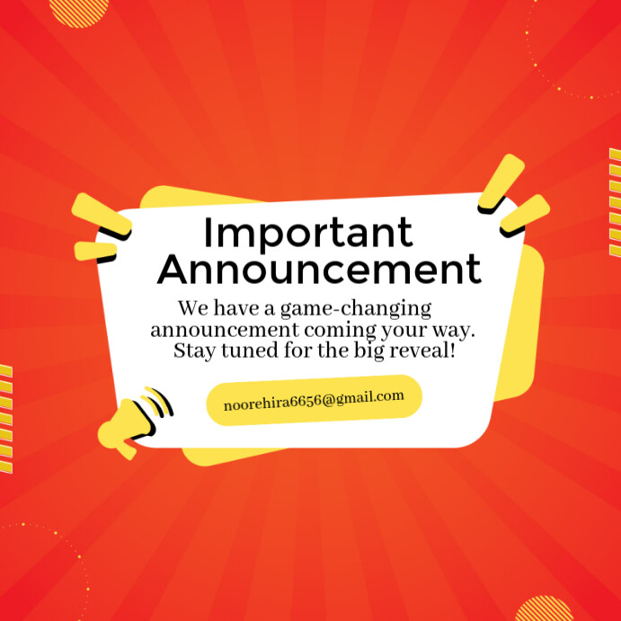 Red Joyful Attention Announcement Templates Instagram Post | PosterMyWall