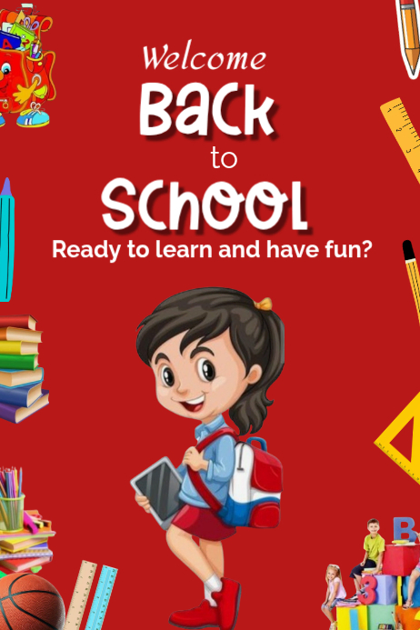 Red Joyful Back To School Celebration: Welcome & Event Poster Template ...