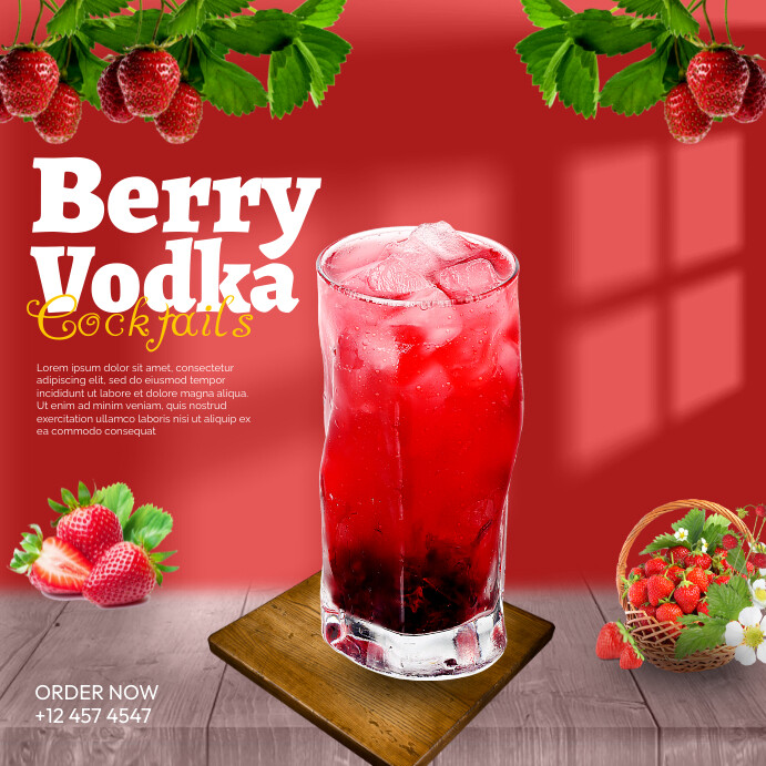 Red Joyful Berry Vodka Instagram Post Template | PosterMyWall