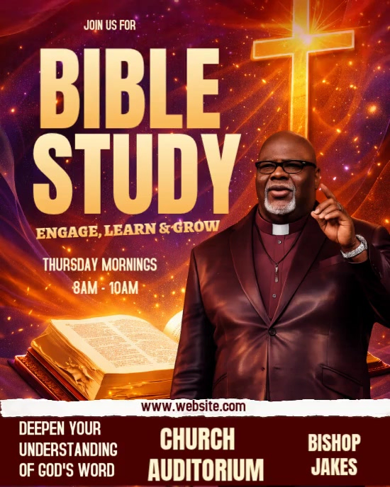 Red Joyful Bible Study Church Flyer Instagram Portrait Template ...