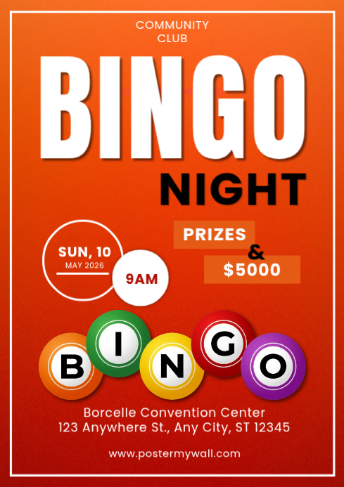 Plantilla de Red Joyful Bingo Night Event A4 | PosterMyWall