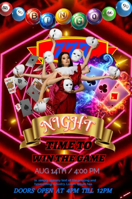 Plantilla de Red Joyful Bingo Night Event Poster Video | PosterMyWall