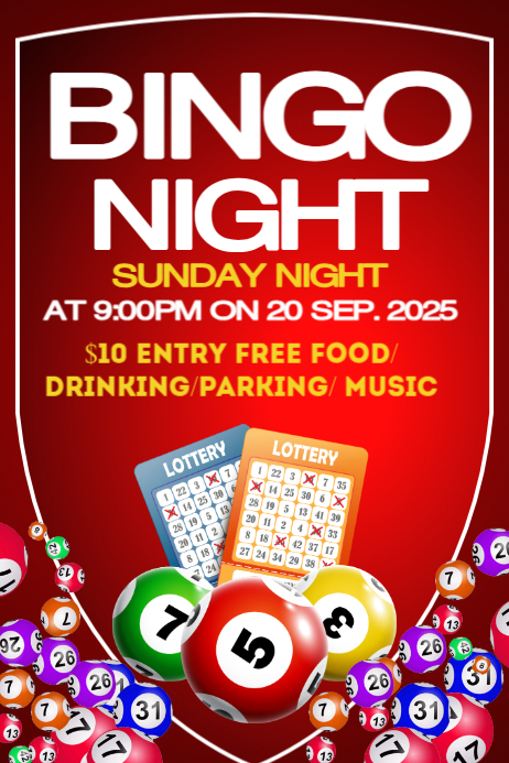 Red Joyful Bingo Night Poster Template | PosterMyWall