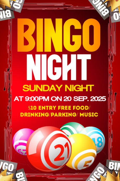 Plantilla de Red Joyful Bingo Night Poster | PosterMyWall
