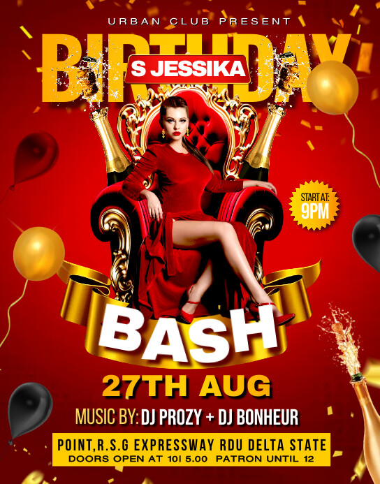 Copy of Red Joyful Birthday Bash Night Club Party Pos | PosterMyWall