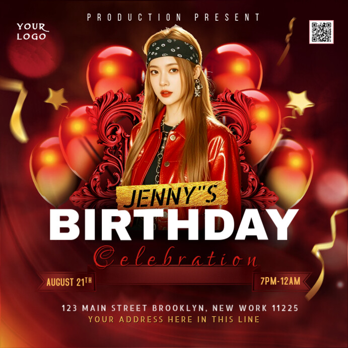Copy of Red Joyful Birthday Celebration Instagram Post | PosterMyWall