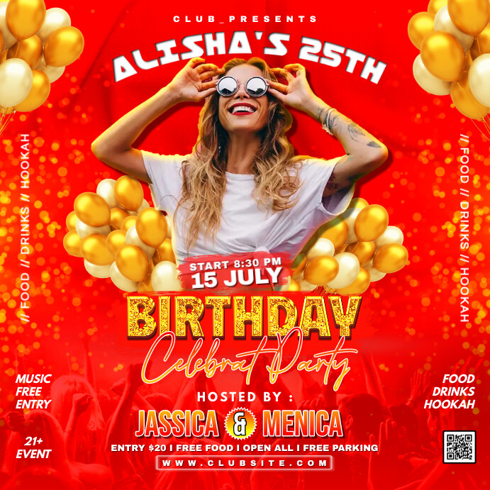 Modèle Red Joyful Birthday Celebration Party Flyer I | PosterMyWall