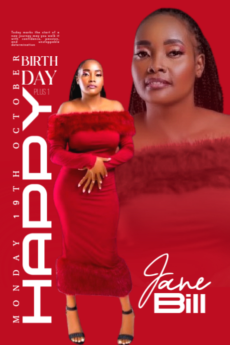 Red Joyful Birthday Flyer Poster Template | PosterMyWall