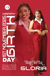 Red Joyful Birthday Flyer Poster Template | PosterMyWall