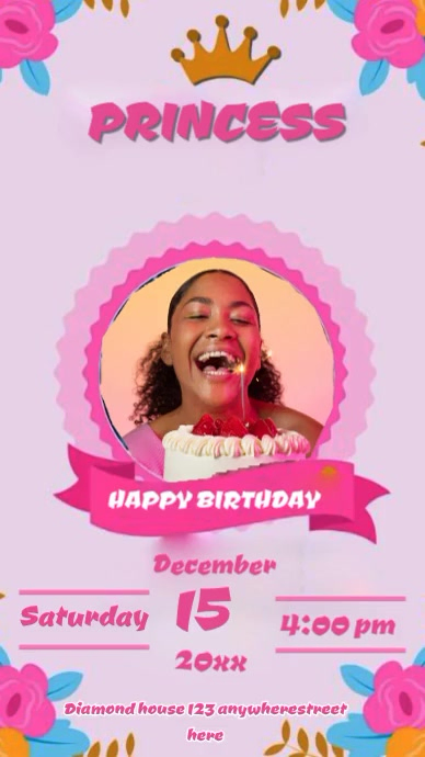 Red Joyful Birthday Invitation With Photo Digital Display (9:16 ...