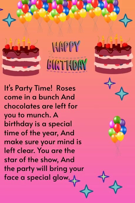 Red Joyful Birthday Post Poster Template | PosterMyWall
