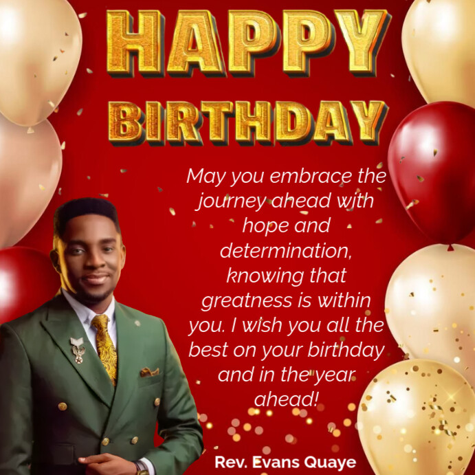 Red Joyful Birthday Template Square (1:1) | PosterMyWall