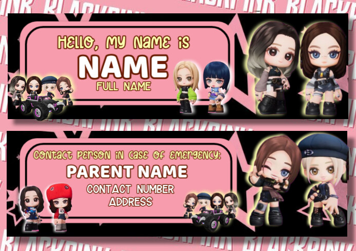 Copy of Red Joyful Blackpink Nametag A4 | PosterMyWall