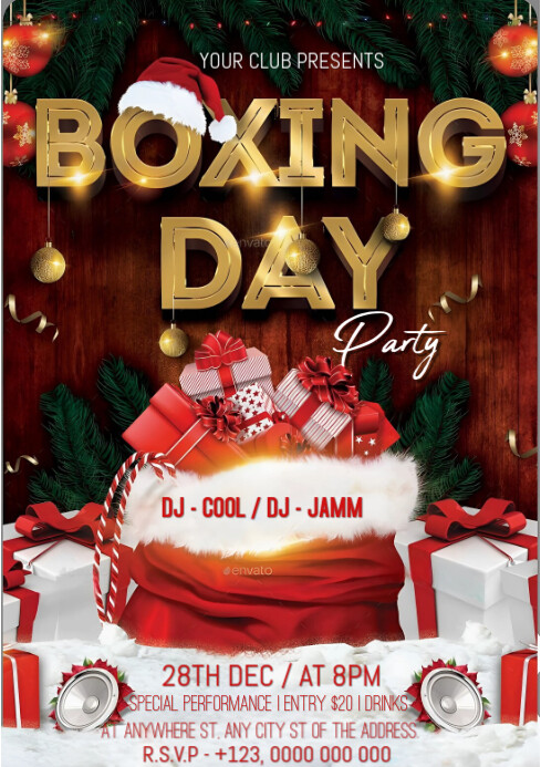 Red Joyful Boxing Day A4 Template | PosterMyWall