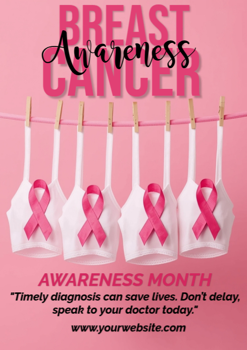 Red Joyful Breast Cancer A4 Template | PosterMyWall