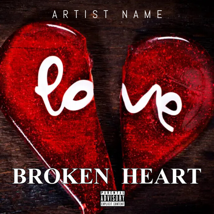 Red Joyful Broken Heart Album Album Cover Templat | PosterMyWall