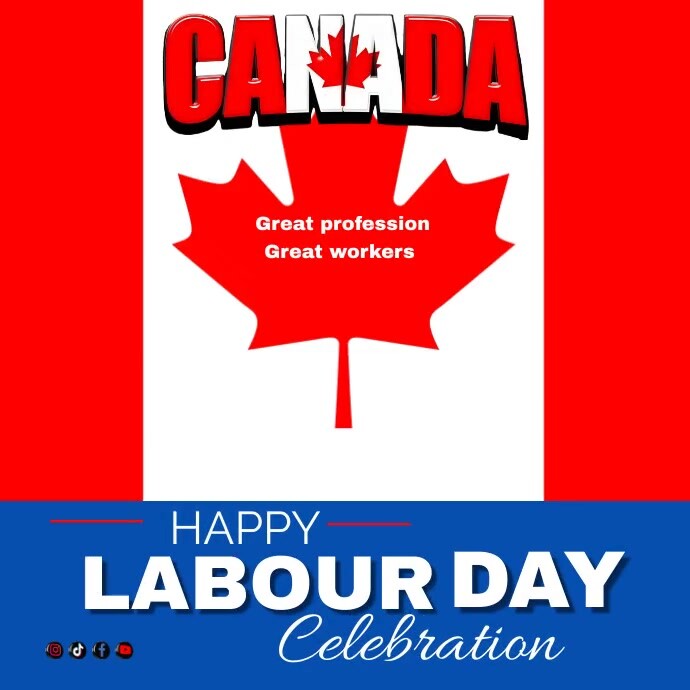 Red Joyful Canada Labour Day Celebration Ins Template | PosterMyWall