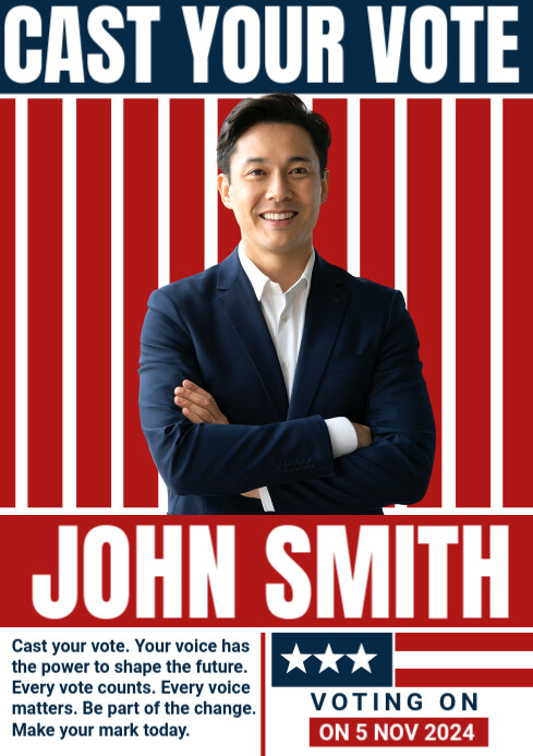 Red Joyful Cast Your Vote A4 Template | PosterMyWall