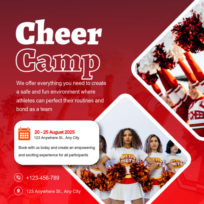 Red Joyful Cheer Camp Advertising Instagram Post Template | PosterMyWall