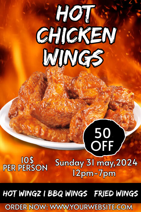 Copy of Red Joyful Chicken Wings Poster | PosterMyWall