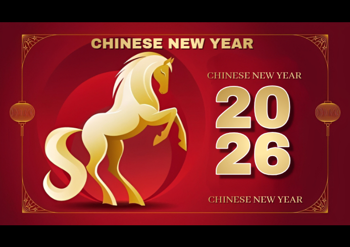 Red Joyful Chinese New Year 2026 Poster A4 Template | PosterMyWall