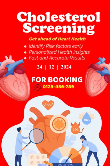 Copy of Red Joyful Cholesterol Secreening Poster | PosterMyWall