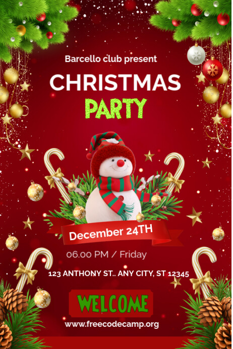 Red Joyful Chrismass Party In Poster Template | PosterMyWall