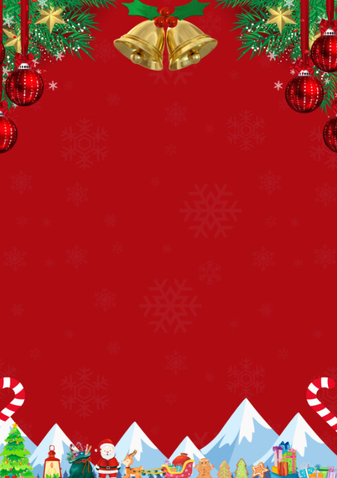 Red Joyful Christmas Background A4 Template | PosterMyWall