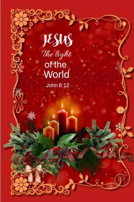 Red Joyful Christmas Bible Verse Poster Template | PosterMyWall