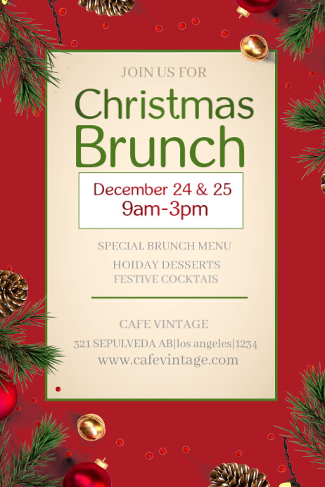 Plantilla de Red Joyful Christmas Brunch Poster | PosterMyWall
