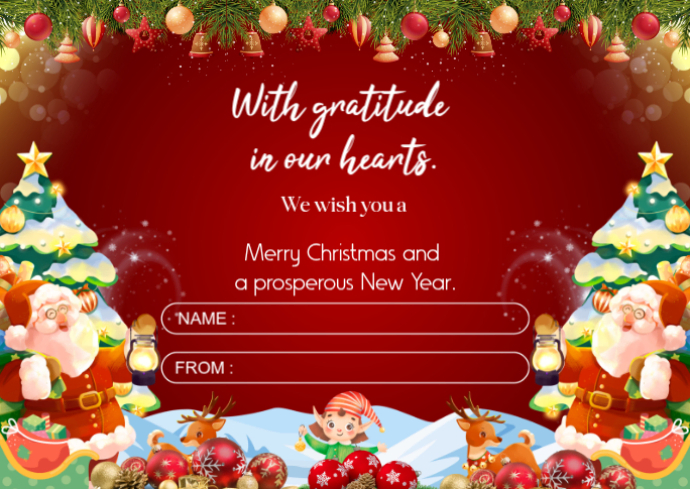 Red Joyful Christmas Card Postcard Template | PosterMyWall